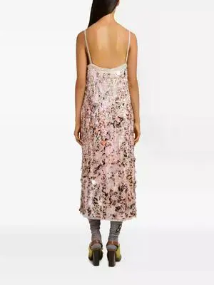 Marni Mesh Midi Dress With Mixed Sequins And Rhinestone Straps