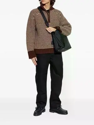 Studio Nicholson Striped Zip-neck Sweater - Brown