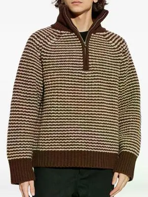 Studio Nicholson Striped Zip-neck Sweater - Brown