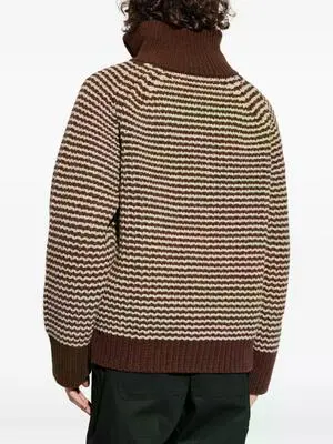 Studio Nicholson Striped Zip-neck Sweater - Brown