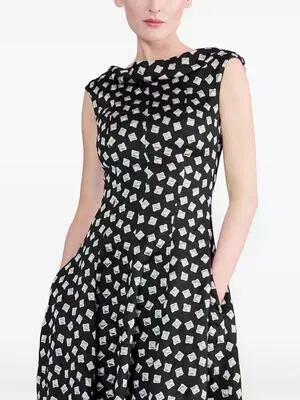 Talbot Runhof Geometric-print Midi Dress