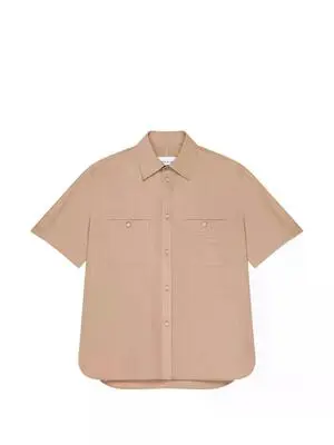 Givenchy Couture Seam Shirt In Cotton With Logo Patch - Neutrals
