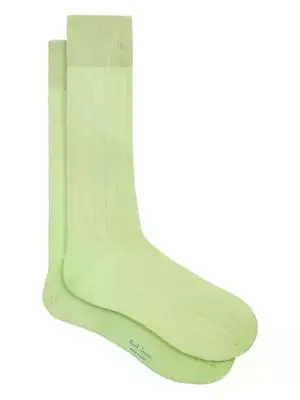 Paul Smith Ribbed Cotton Ankle Socks - Green