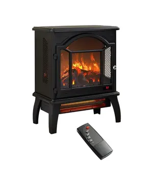 FLYNAMA 18 Inch 3d Flame Electric Infrared Quartz Fireplace Stove With Remote Control - No Color
