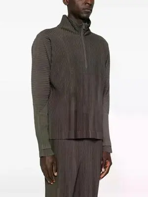 Issey Miyake Zip-up Pleated Top - Green