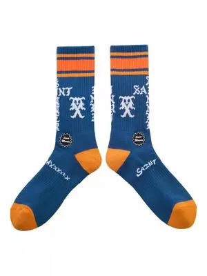SAINT MXXXXXX Striped-detail Socks - Blue