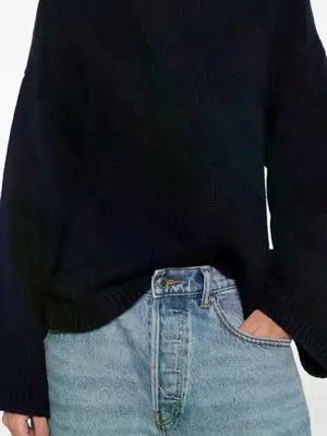 Soft Goat Chunky Cashmere Crew-neck Sweater - Blue