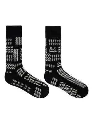 Paul Smith Patterned Crew Socks - Black