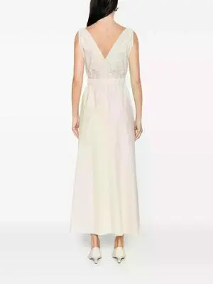Brunello Cucinelli Belted V-neck Midi Dress - Neutrals