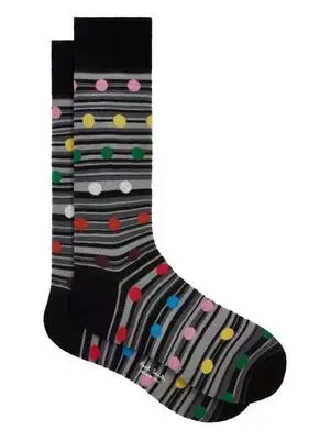 Paul Smith Stripe-dot Socks - Black