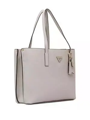 Guess Meridian Ii Triangle-logo Tote Bag - Neutrals