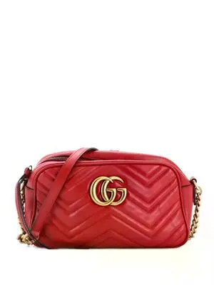Gucci Gg Marmont Matelasse Leather Small Crossbody Bag - Red