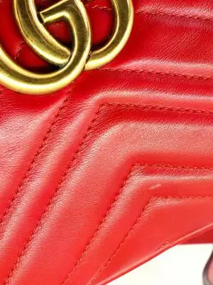 Gucci Gg Marmont Matelasse Leather Small Crossbody Bag - Red