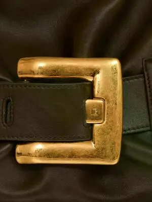 Balmain Medium Calfskin Leather Bag - Green