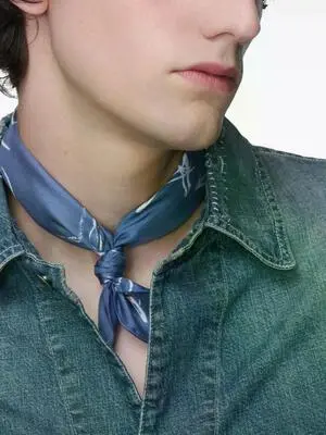 MAISON MARGIELA Scribbled Numbers-print Neckerchief - Blue