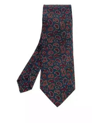 Etro Paisley Silk Neck Tie - Blue