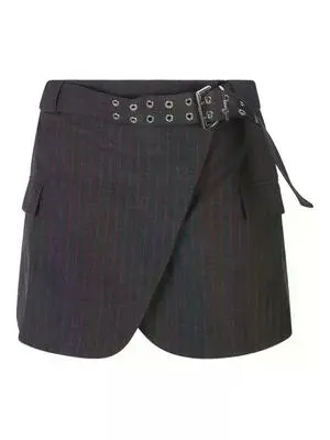 GANNI Pinstripe Belted Mini Skirt