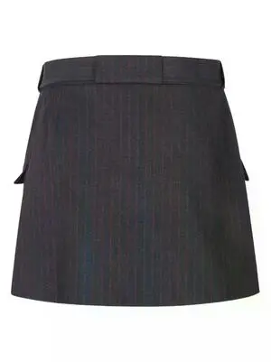 GANNI Pinstripe Belted Mini Skirt
