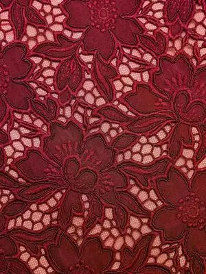 SELF-PORTRAIT Floral-relief Lace Midi Skirt - Red