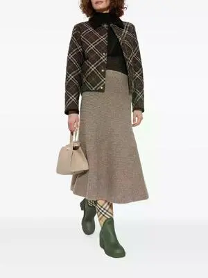 Burberry Ribbed-knit Flared Skirt - Neutrals