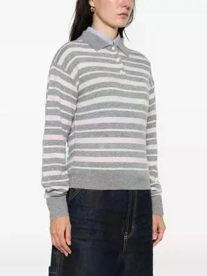 Guest In Residence Collegiate Stripe Polo Top - Grey