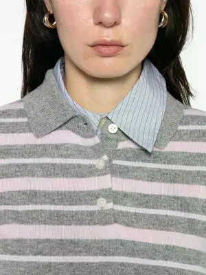 Guest In Residence Collegiate Stripe Polo Top - Grey