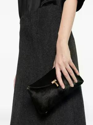 TOTEME Mini T-lock Pony-hair Clutch - Red