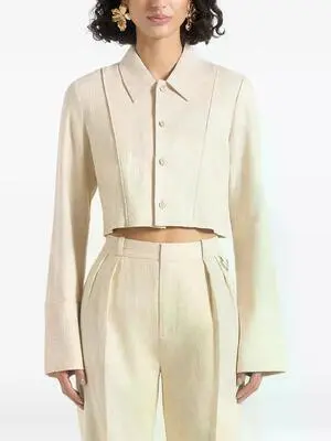 Manière De Voir Maniere De Voir Florine Linen Pintuck Cropped Shirt