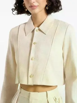 Manière De Voir Maniere De Voir Florine Linen Pintuck Cropped Shirt