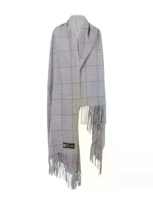 Jean Paul Gaultier Fringed Check Scarf - Grey