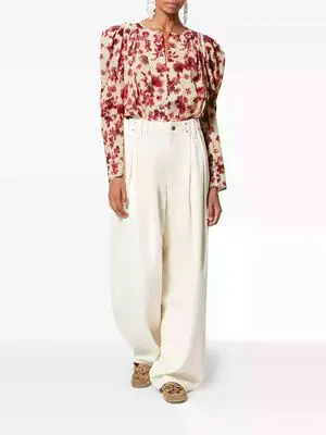 Isabel Marant Étoile Zarga" Silk Floral Print Blouse - Neutrals