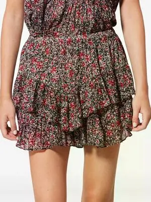MARANT ETOILE Jocadia Tiered Floral Print Shorts - Black