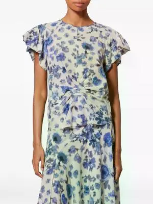 Isabel Marant Étoile Tullya Knotted Floral Top - Neutrals