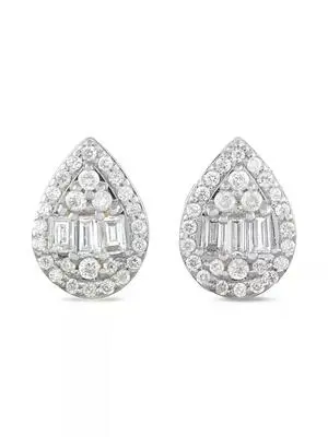 LB EXCLUSIVE 14k White Gold Diamond Tear-shaped Earrings - Silver