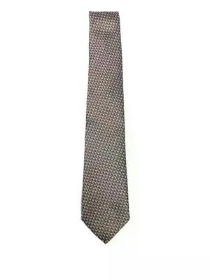 Canali Geometric-patterned Neck Tie - Brown