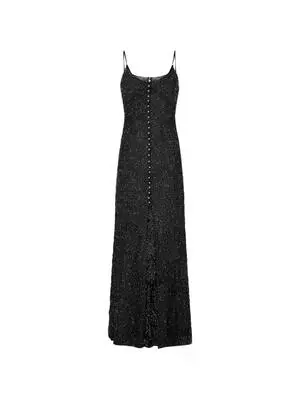 Rabanne Thin Straps Pearl Embroidery Dress - Black