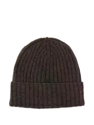DELL'OGLIO Ribbed Beanie Hat - Brown
