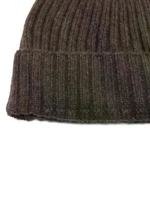 DELL'OGLIO Ribbed Beanie Hat - Brown