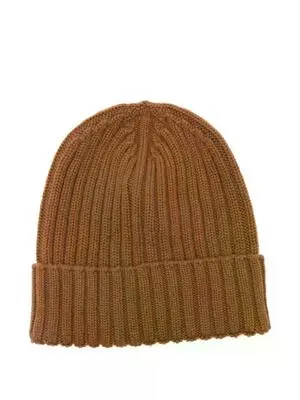 DELL'OGLIO Ribbed Beanie - Brown