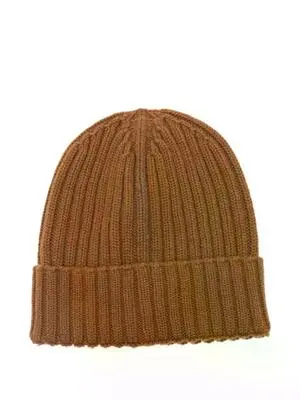 DELL'OGLIO Ribbed Beanie - Brown