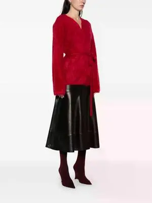 Soft Goat Brushed Cardigan - Red
