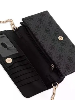 Guess Monogram Chain Cross Body Bag - Black