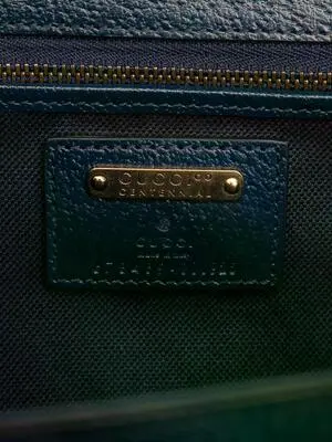 Gucci 2016-2025 100th Anniversary Medium Gg Coated Canvas 1947 Bamboo Top Handle Satchel