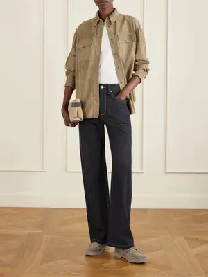 Brunello Cucinelli Embellished Suede Loafers - Gray