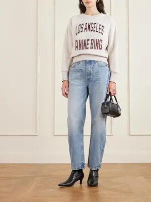 ANINE BING Harry Embroidered Sweatshirt - Neutrals