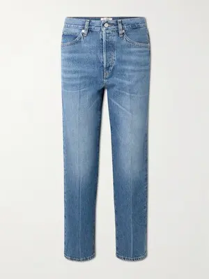 FRAME The Vertical Crop High-rise Straight-leg Jeans - Blue