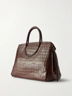 Staud Maude Croc-effect Leather Tote - Brown