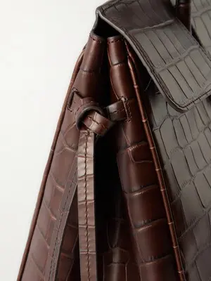 Staud Maude Croc-effect Leather Tote - Brown
