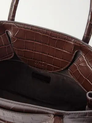 Staud Maude Croc-effect Leather Tote - Brown