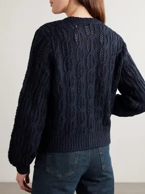 FRAME The Cape Cable-knit Wool-blend Cardigan - Blue